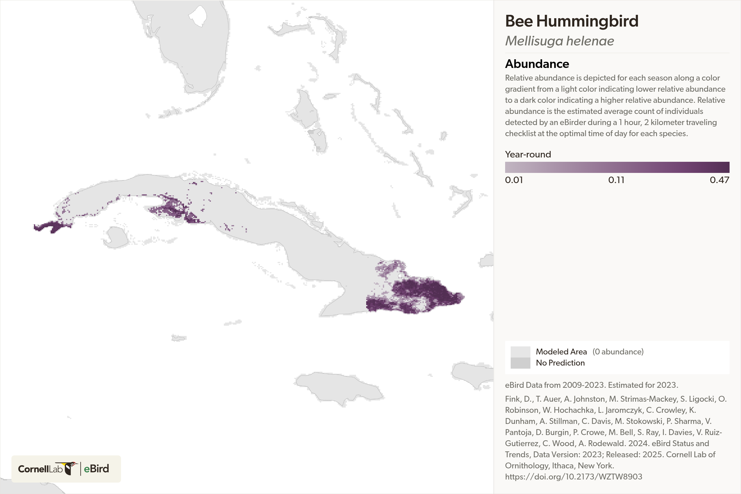 Bee Hummingbird Range