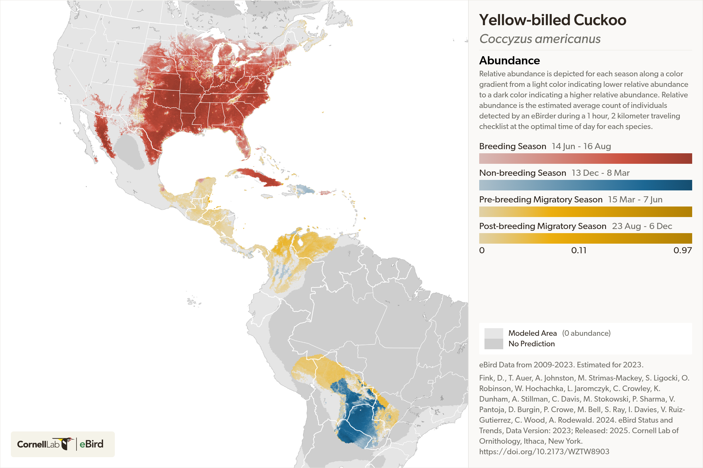 Yellow Billed Cuckoo Range